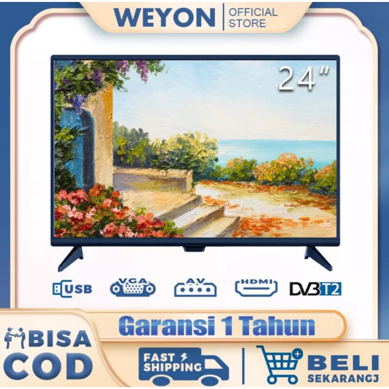 Jual TV LED 24 INCH FULL LAYAR GARANSI 1 TAHUN TELEVISI DIGITAL/ANALOG ...