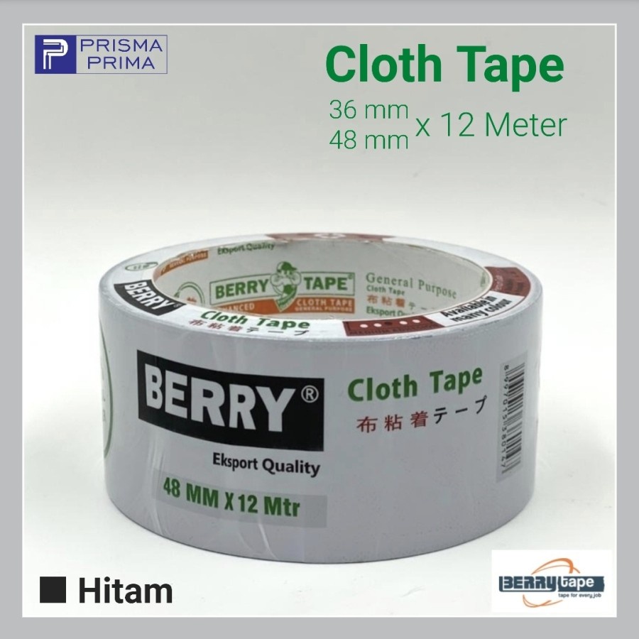 Jual Isolasi Lakban Kain Hitam Cloth Tape Jilid Berry 2 Inch 48 mm ...