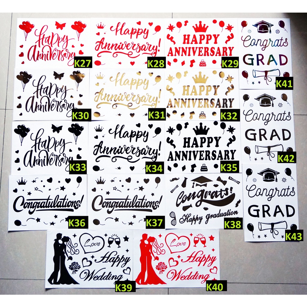 Jual STICKER BALON PVC HAPPY ANNIVERSARY GRADUATION CONGRATULATIONS ...