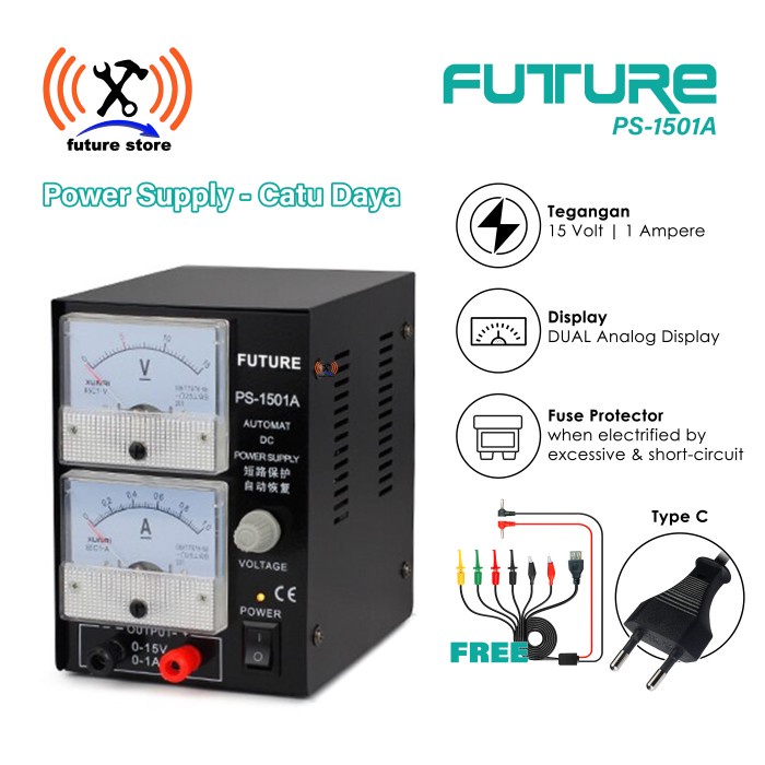 Jual FUTURE 1501A 15V 1A DC Power Supply HP Analog PSU plus Kabel Original | Shopee Indonesia