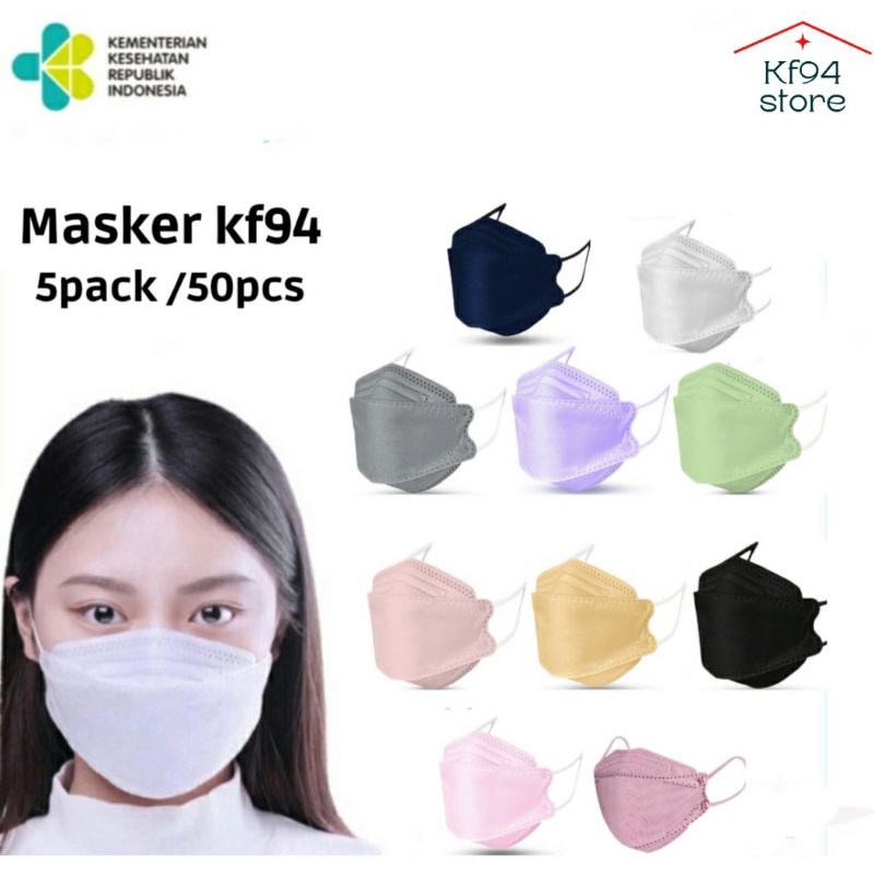 Jual (PAKET HEMAT 5 PACK)(50PCS)Masker Kf94 isi 50pcs//Masker kf94 korea impor//Masker kf94 ...