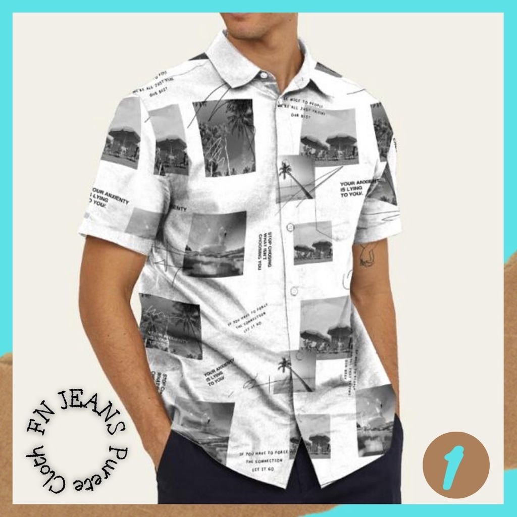 Jual Kemeja Pria Vintage / Kemeja Motif Full Print Retro Pria PKE 05 ...
