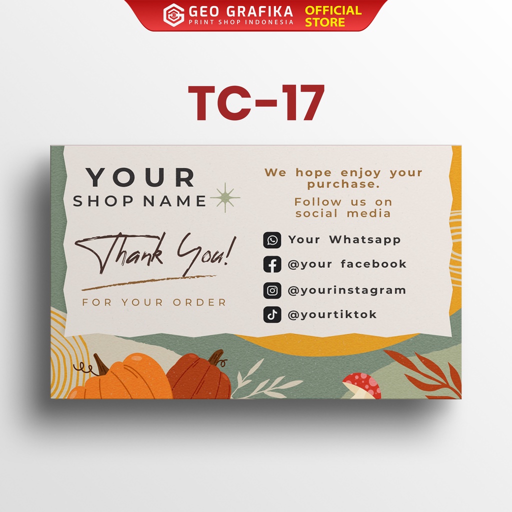 Jual Thank You Card / Kartu Ucapan Terima Kasih Aesthetic Online Shop Custom Free Desain - Geo ...