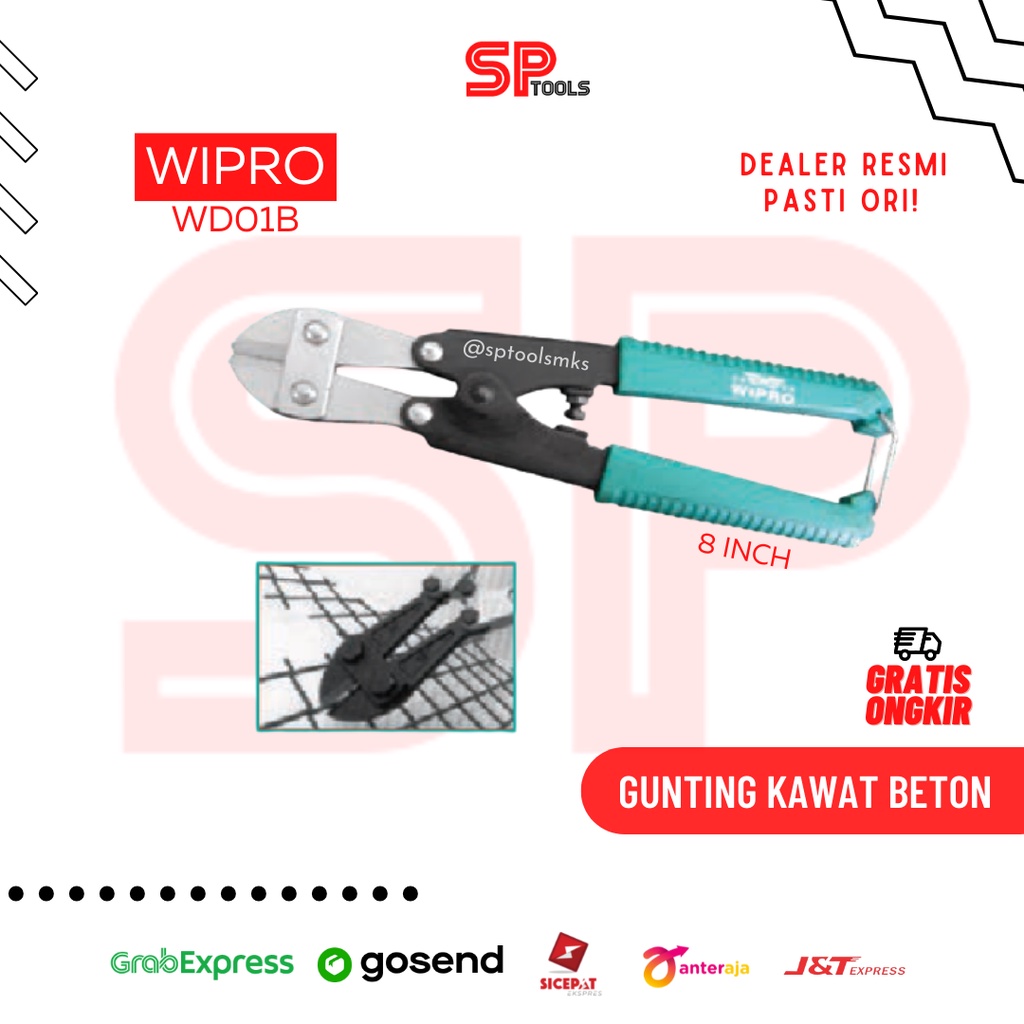 Jual TANG GUNTING POTONG KAWAT BESI BAJA BETON 8 INCH 8" WIPRO | Shopee ...