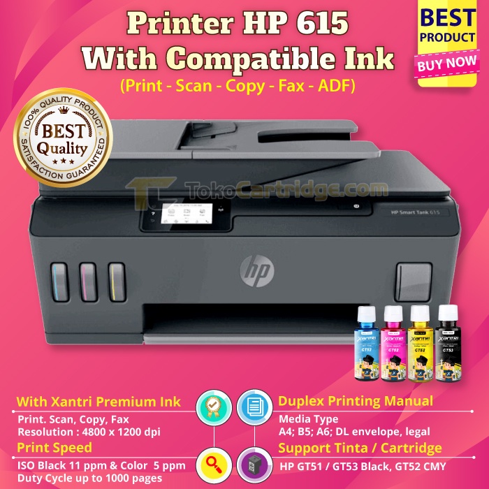 Jual Printer HP Smart Tank 615 Wireless Print Copy Scan Fax ADF all in ...