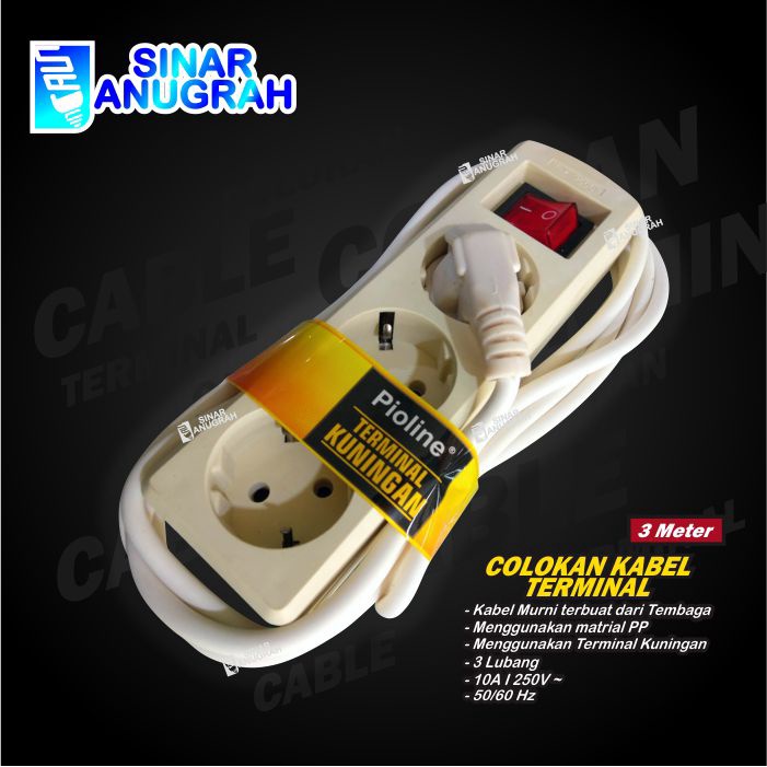 Jual Colokan Listrik 3 Meter / Terminal Listrik 3 Lubang / Stop Kontak Pioline | Shopee Indonesia