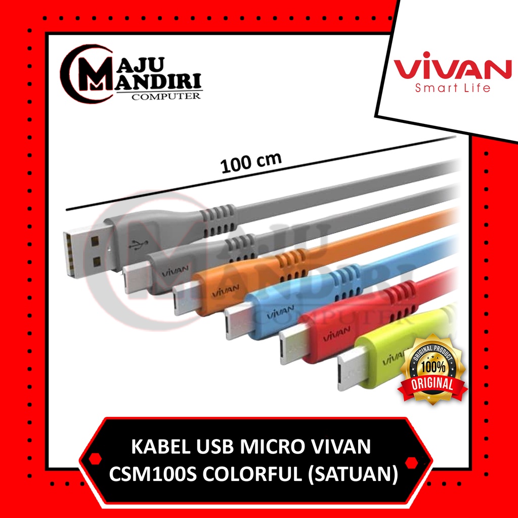 Jual KABEL USB MICRO VIVAN CSM100S COLORFUL | Shopee Indonesia