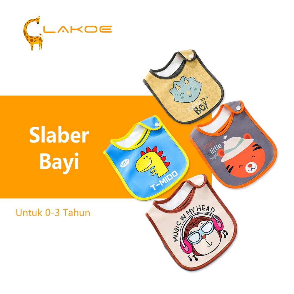 Jual LAKOEOFFICIALMALL Celemek Makan Bayi Waterproof Kartun Slaber Bayi ...