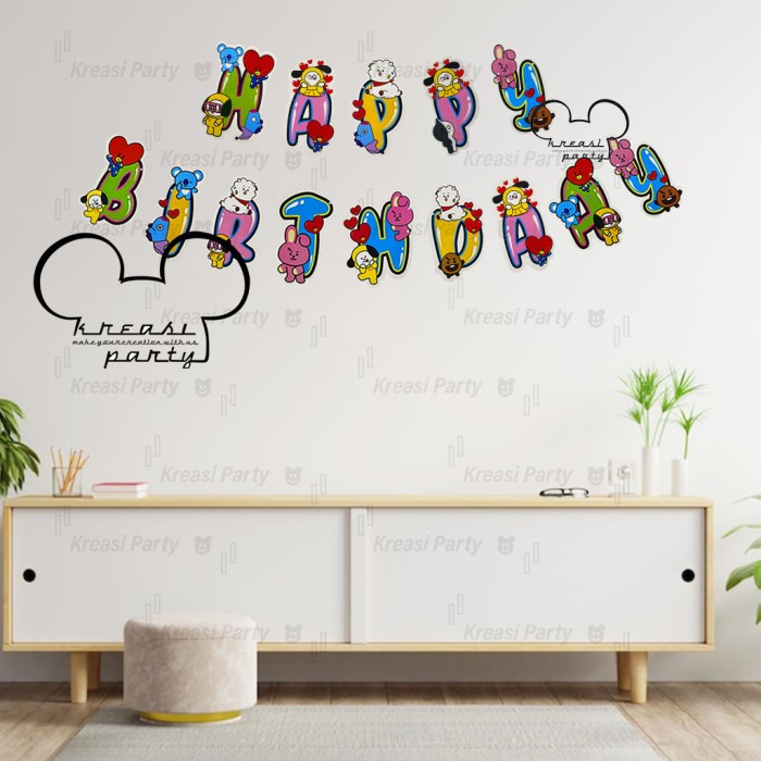 Jual Banner HBD BT21 #2 / Party Flag HBD BT21 / Banner HBD Karakter ...