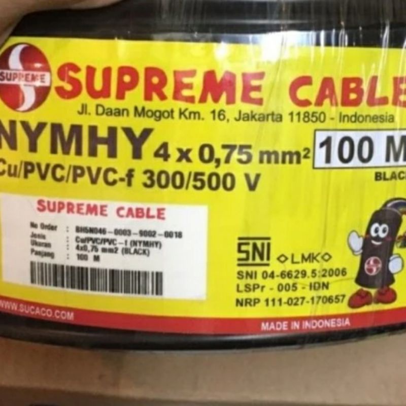 Jual Kabel NYYHY NYMHY 4x0.75 mm Supreme / Kabel Serabut 4 x 0.75 @100M | Shopee Indonesia