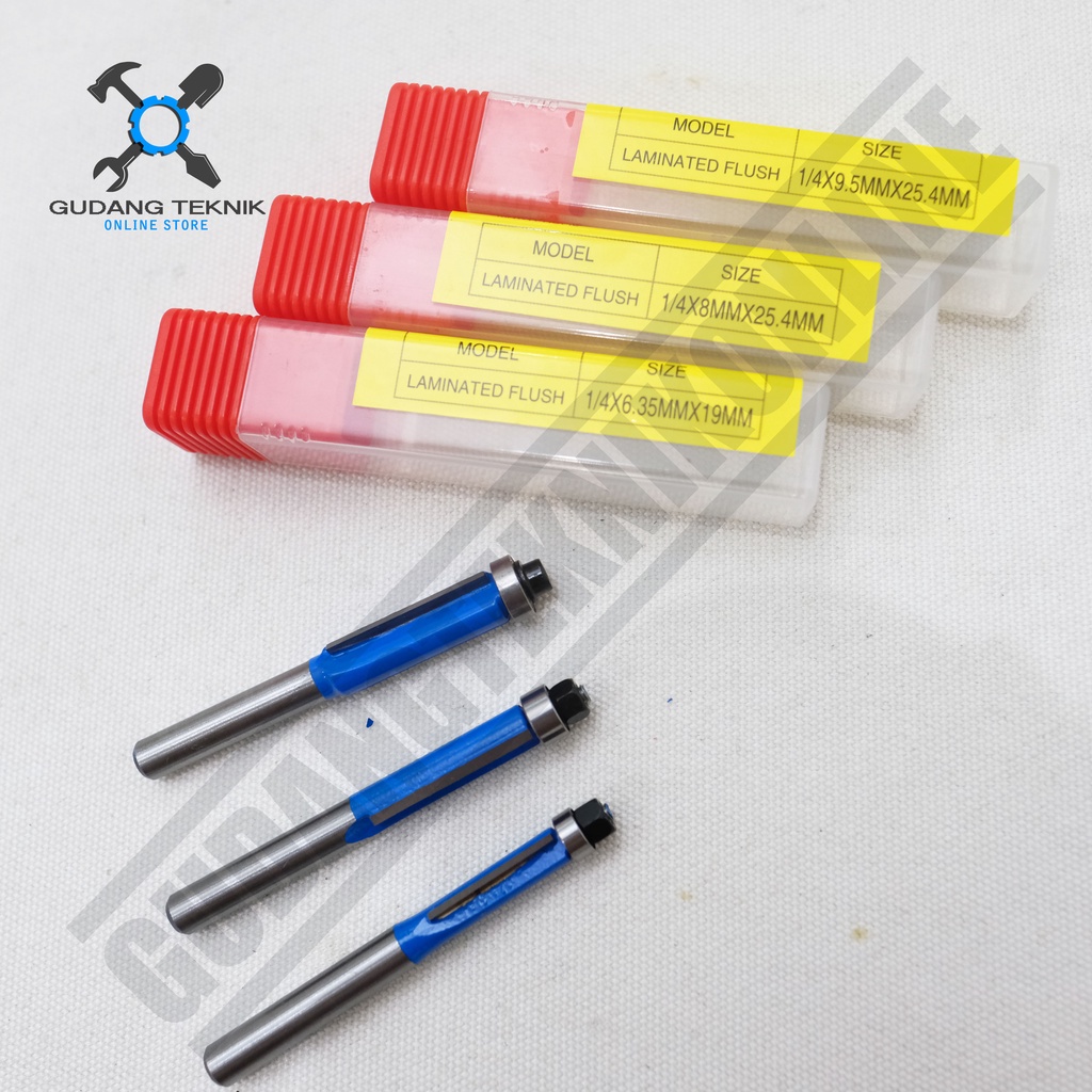 Jual Mata Profil Kayu LAMINATED FLUSH BIT 1/4" x 6mm 8mm 10mm AST ...