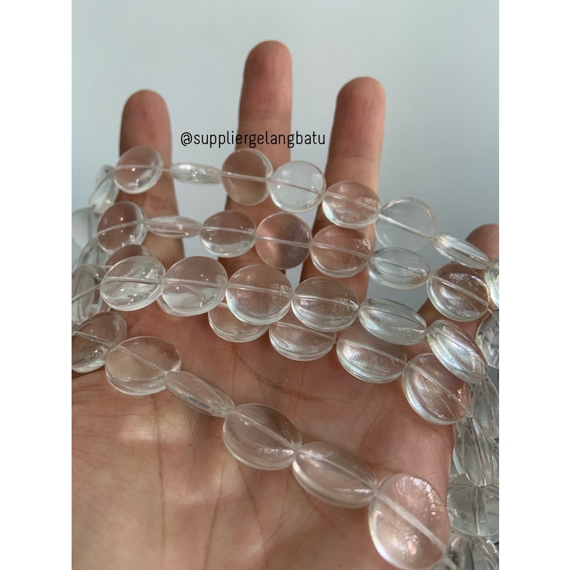 Jual batu white quartz COIN 16mm PUTIH clear quart kuarsa bening ...
