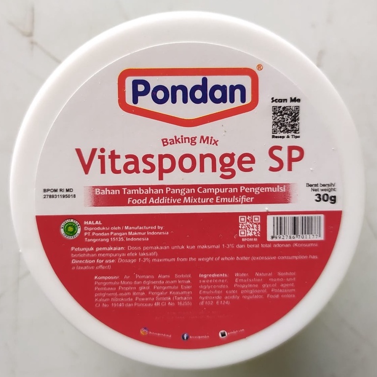 Jual Pondan Vitasponge SP 30gr Bahan Tambahan Pangan Campuran ...
