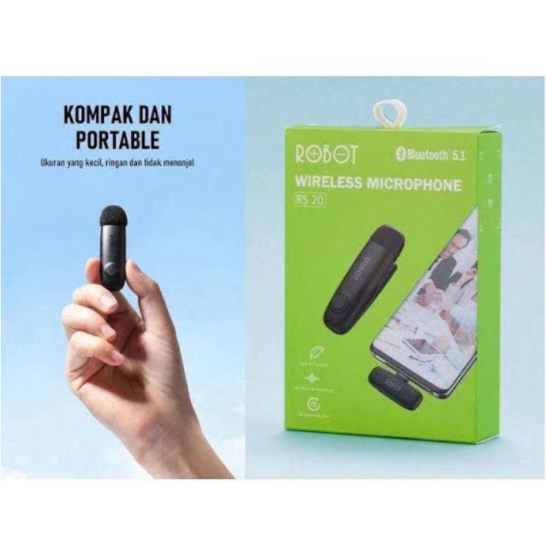 Jual ROBOT Wireless Microphone/Transmitter/Receiver RS20 Bluetooth 5.1 ...