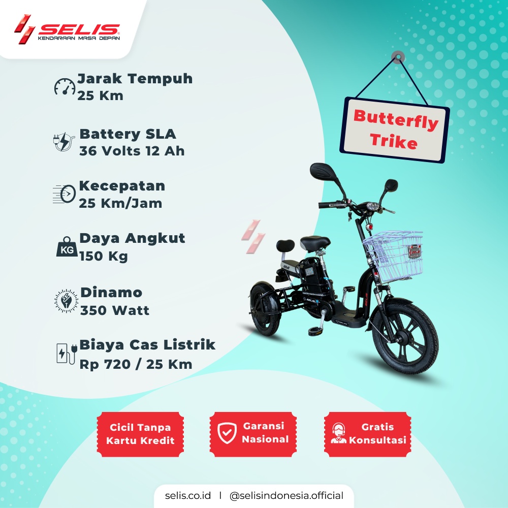 Jual Sepeda listrik Selis tipe Butterfly Trike | Shopee Indonesia