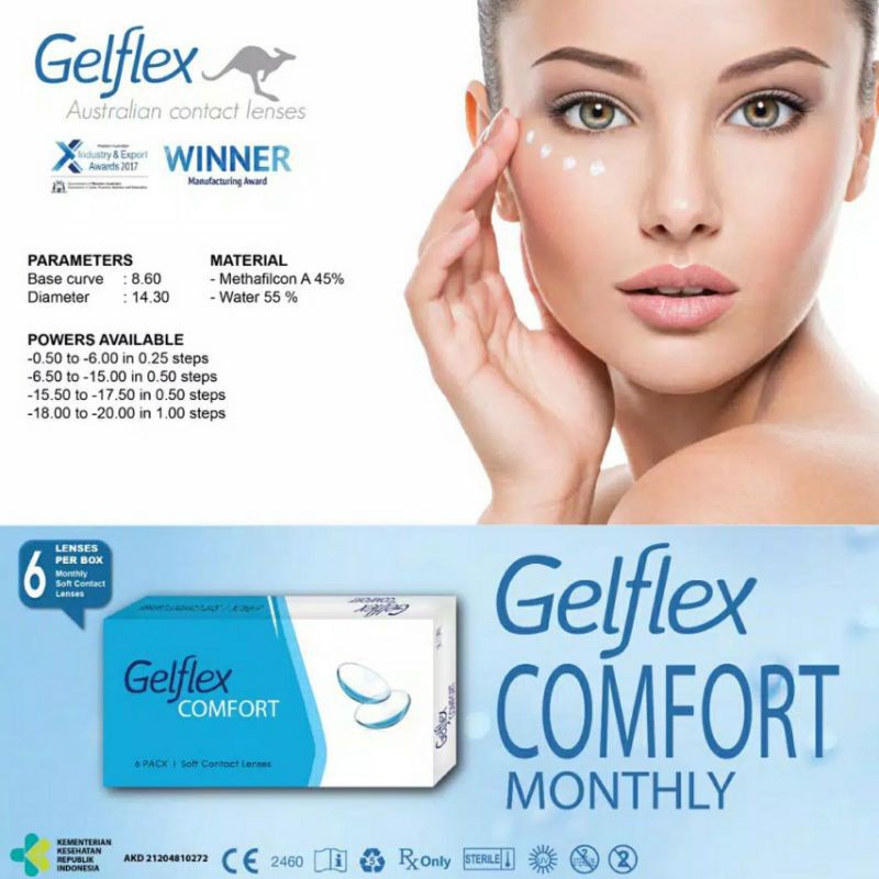 Jual SOFTLENS GELFLEX MONTHLY COMFORT CLEAR BENING BULANAN ISI 3 PASANG ...