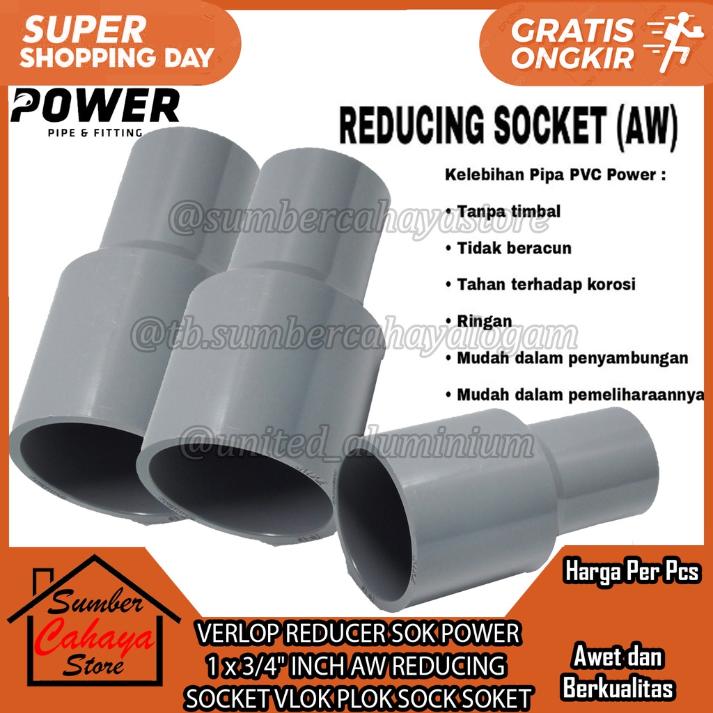 Jual VLOKSOK REDUCING SOCKET REDUCER SOK POWER 1 x 3/4" INCH AW VERLOP VLOK PLOK SOCK PLOKSOK ...