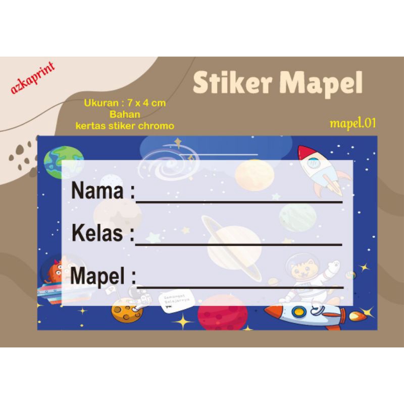 Jual PER 20 PCS CETAK STICKER MAPEL / STICKER CHROMO /STICKER NAMA DI ...