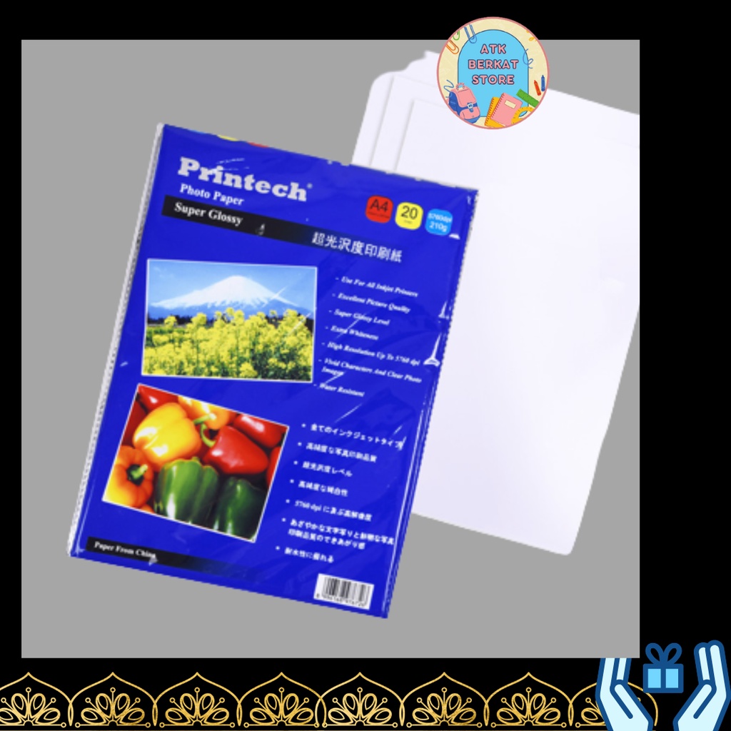 Jual [20 pcs] Kertas Foto/Photo Paper Printech Super Glossy A4 210g ...