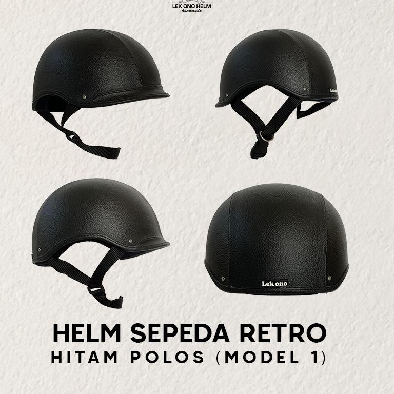 Jual Helm Sepeda Retro Lek Ono Hitam Polos / Hitam-Tan Model 1 PKM ...