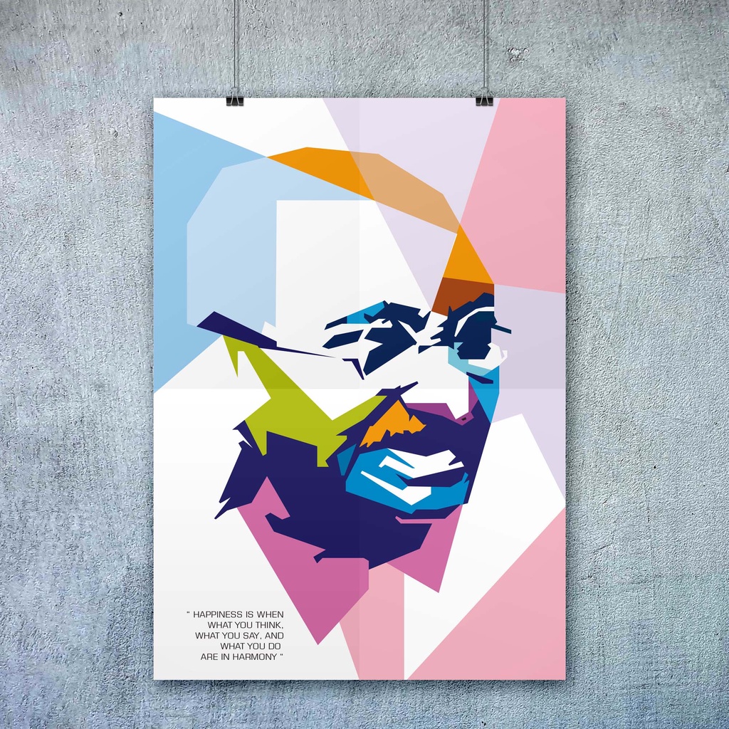 Jual Poster Tokoh Mahatma Gandhi - Pop Art WPAP | Shopee Indonesia