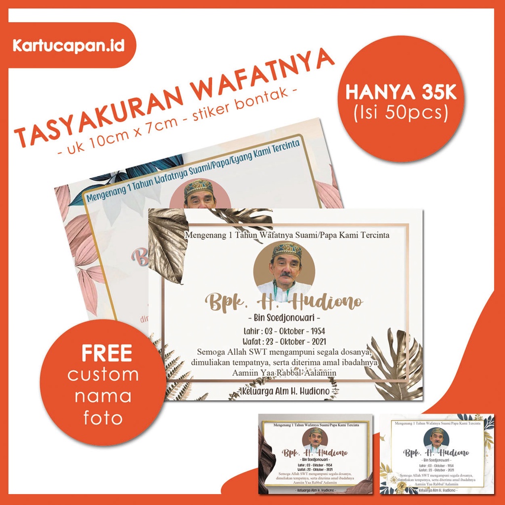 Jual Kartu/Stiker Mengenang 40/100/1000 Hari Wafatnya, Custom Stiker ...