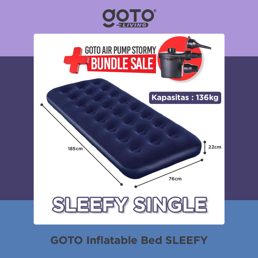 Jual Goto Sleefy Matras Tidur Kasur Angin Pompa Tiup Double Air Bed ...