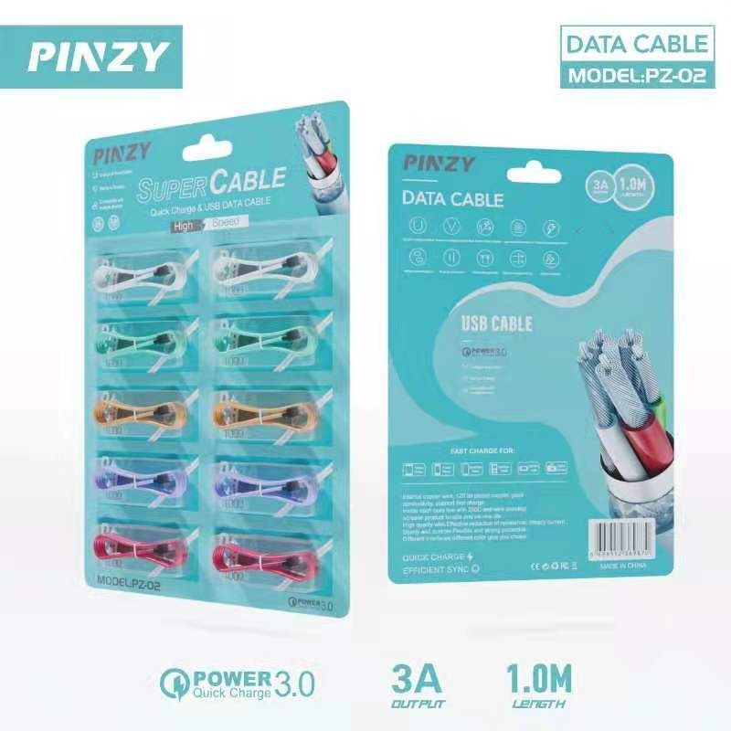 Jual Kabel Data Pinzy S02 C02 L02 USB Speed & Fast Charging Qualcomm QC ...