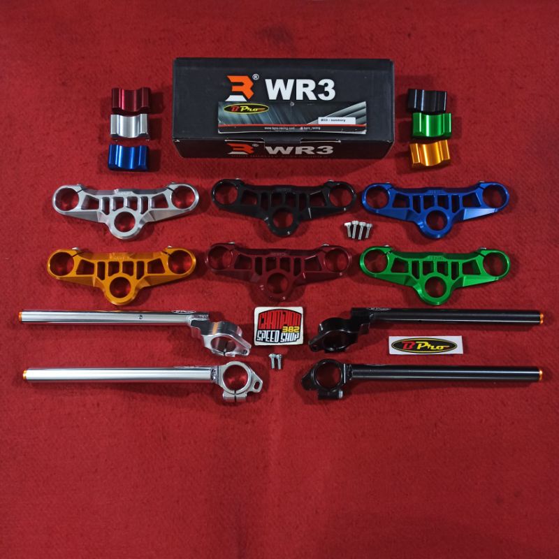 Jual Paket Tripleclamp WR3 Stang Jepit 5 Derajat BPRO Ninja 150 RR 150 ...