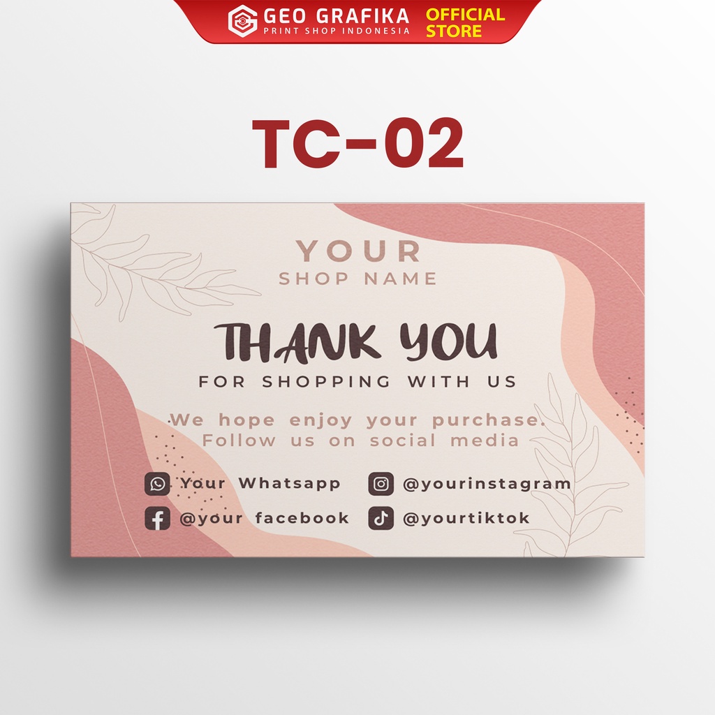 Jual Thank You Card / Kartu Ucapan Terima Kasih Aesthetic Online Shop Custom Free Desain - Geo ...