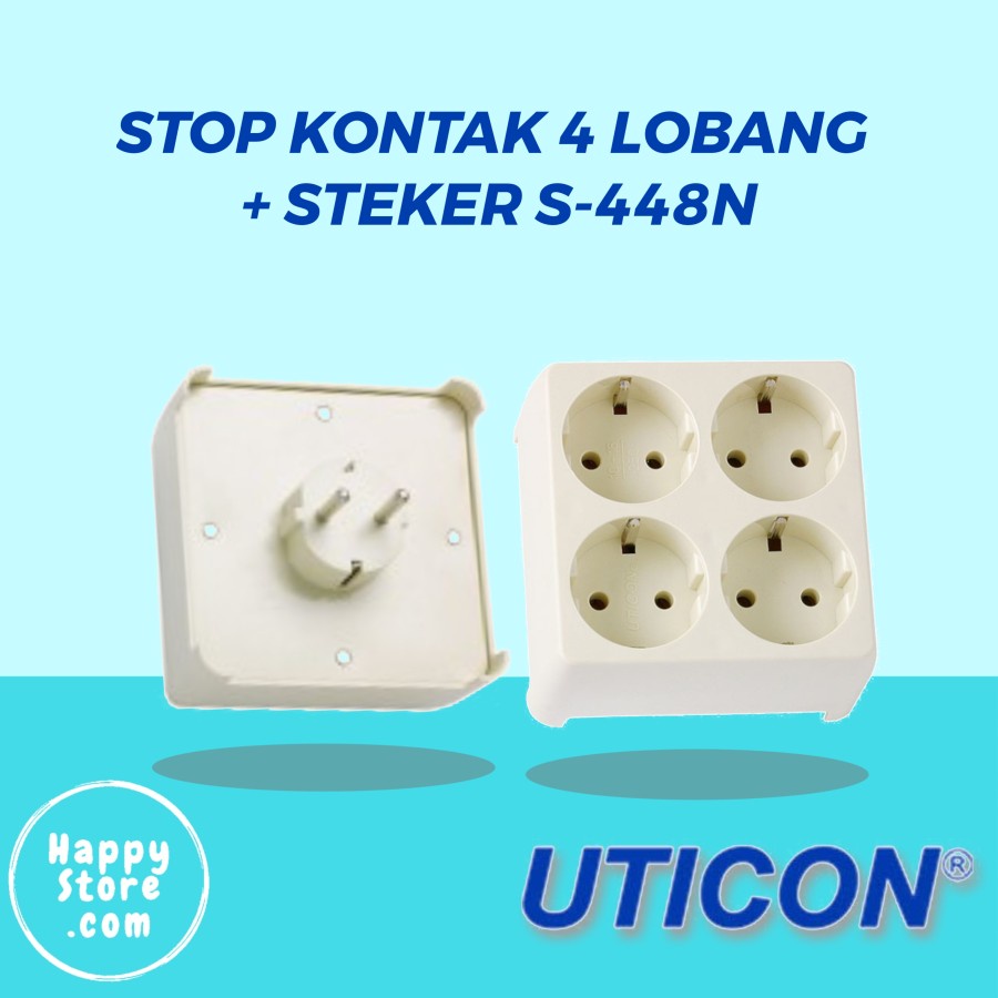 Jual Stop Kontak Uticon 4 Lobang + Steker S-448N | Shopee Indonesia