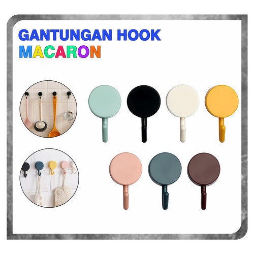 Jual BOP GANTUNGAN HOOK BAJU SINGLE MACARON BULAT TEMPEL DINIDING / WALL HOOK STIKER KAIT ...