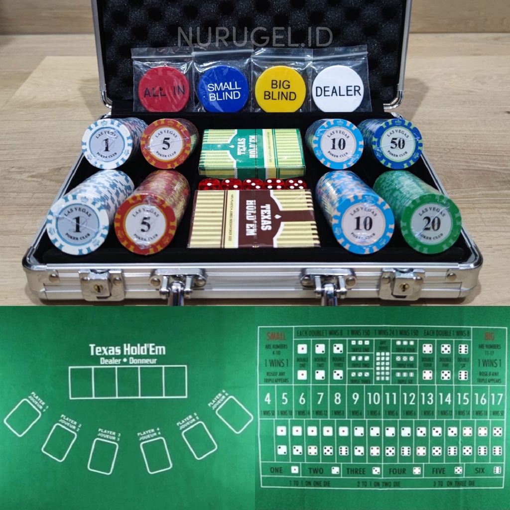 Jual Poker Chip Set 200 pcs Premium Clay + Suitcase + Standard Playmat ...