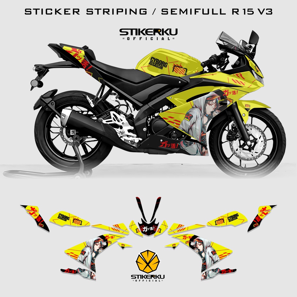 Jual Striping R15 V3 / Decal Stiker Semi Full Body Motor Yamaha R15 V3 ...