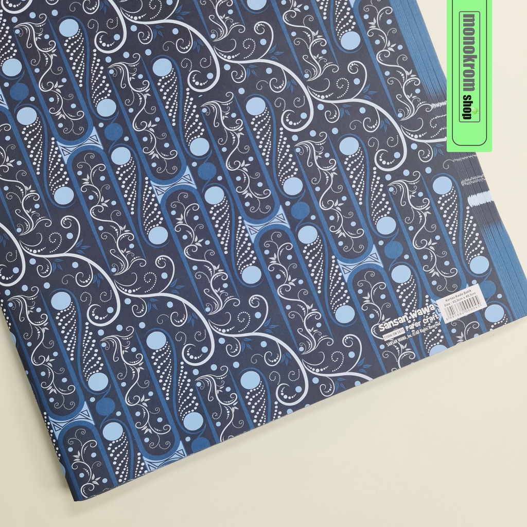Jual Kertas Kado Sansan Wawa Batik Motif Pattern Biru Tua - Wrapping ...