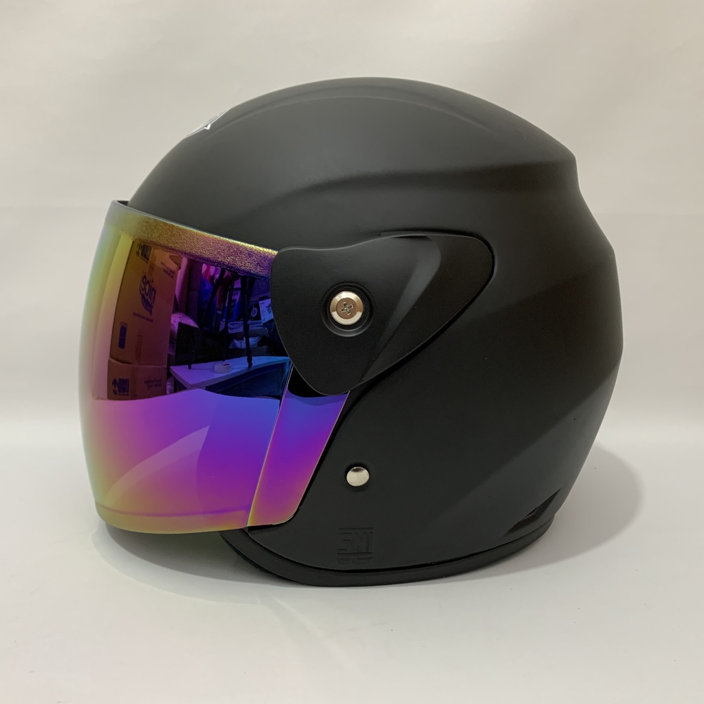 Jual Helm Nuvo Hitam Doff Polos Solid ( KACA PELANGI / SILVER / CLEAR ...
