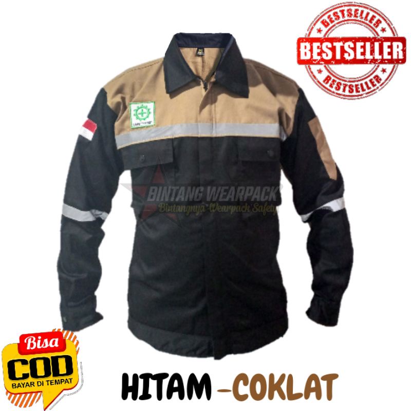 Jual Werpack safety Atasan/pakaian kerja/Baju Proyek K3 Warna HITAM ...