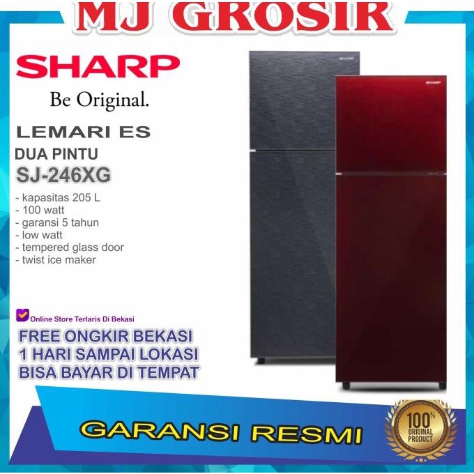 Jual Kulkas Sharp Sj 246 Xg Lemari Es 2 Pintu Sj246Xg Sj 246Xg Glass | Shopee Indonesia
