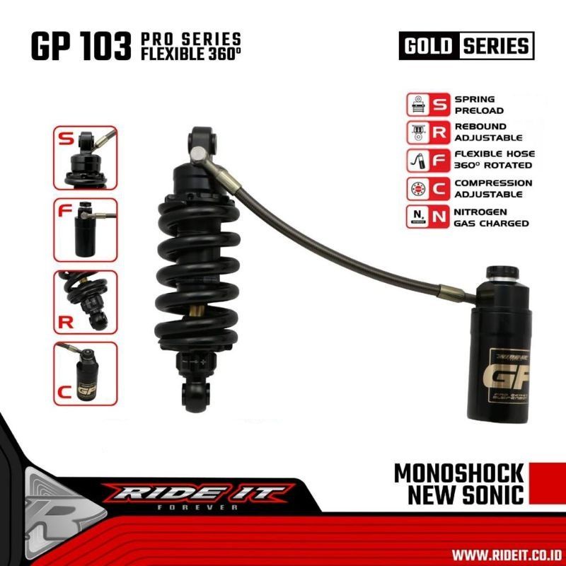 Jual Monoshock Sonic Supra GTR shockbereaker ride it gp103 black gold ...
