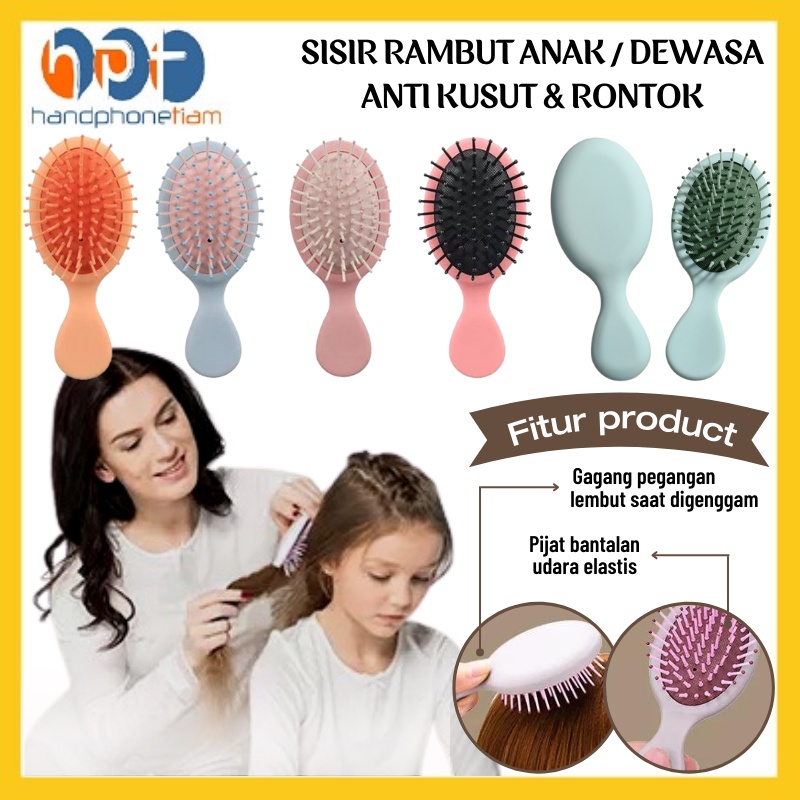 Jual HANDPHONETIAM Sisir Rambut Anak / Dewasa Anti Kusut Premium Mini ...