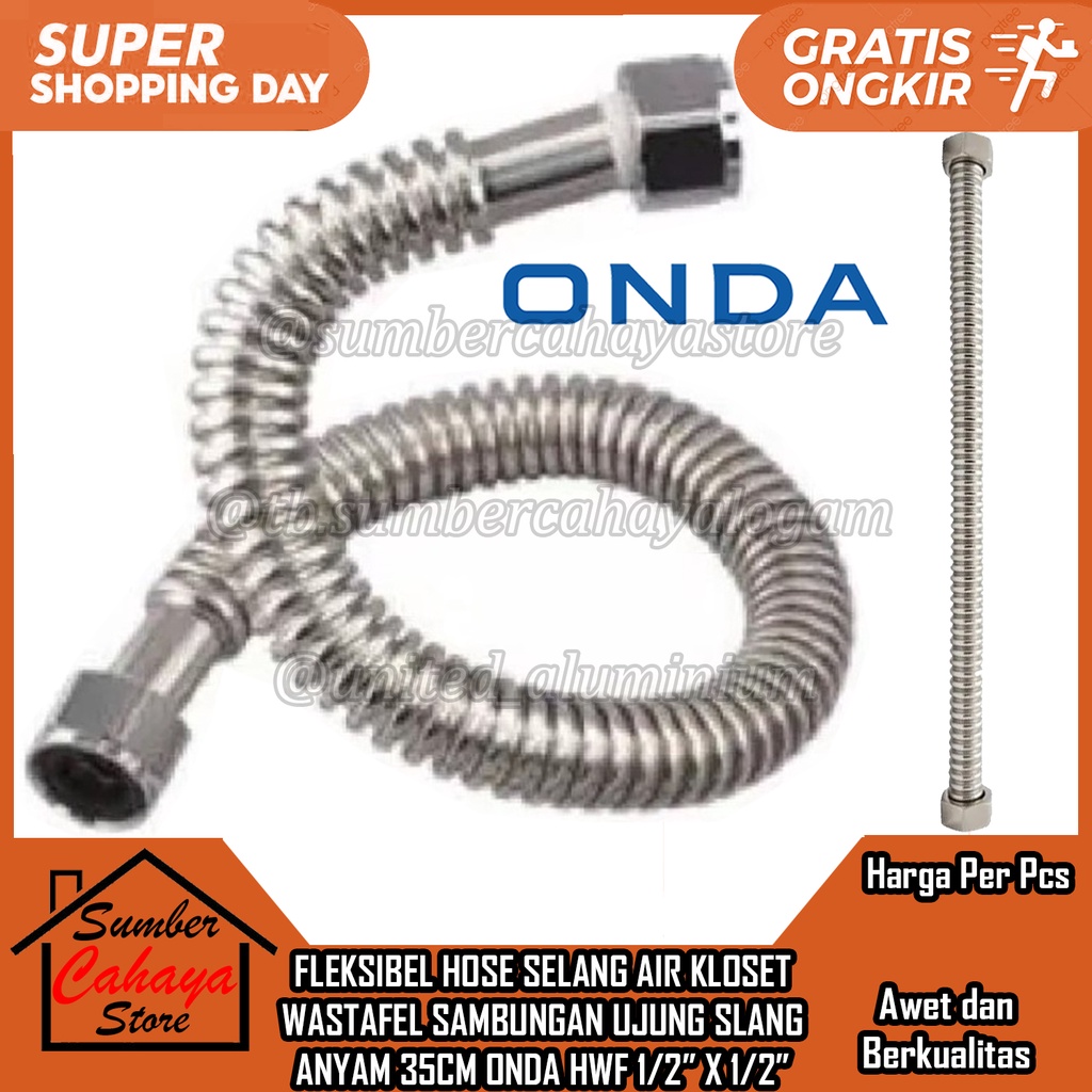Jual ONDA FLEXIBLE HOSE F 1/2 X F 1/2 35 CM SELANG FLEKSIBEL PLEKSIBEL ...