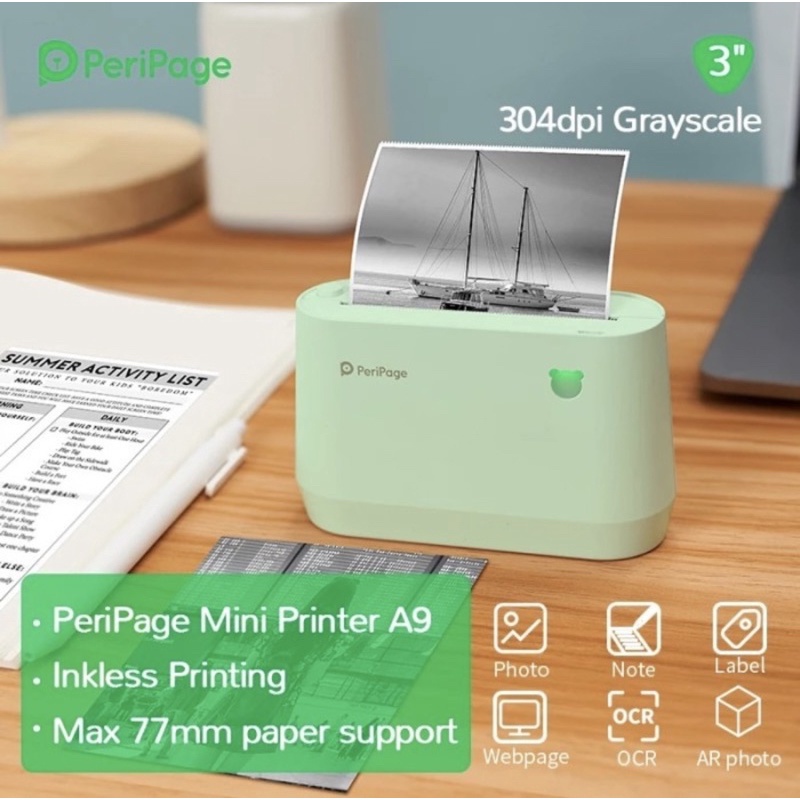 Jual PERIPAGE Printer A9 Pro 304 Dpi Grayscale Mini Printer Resi Bluetooth Thermal | Shopee ...