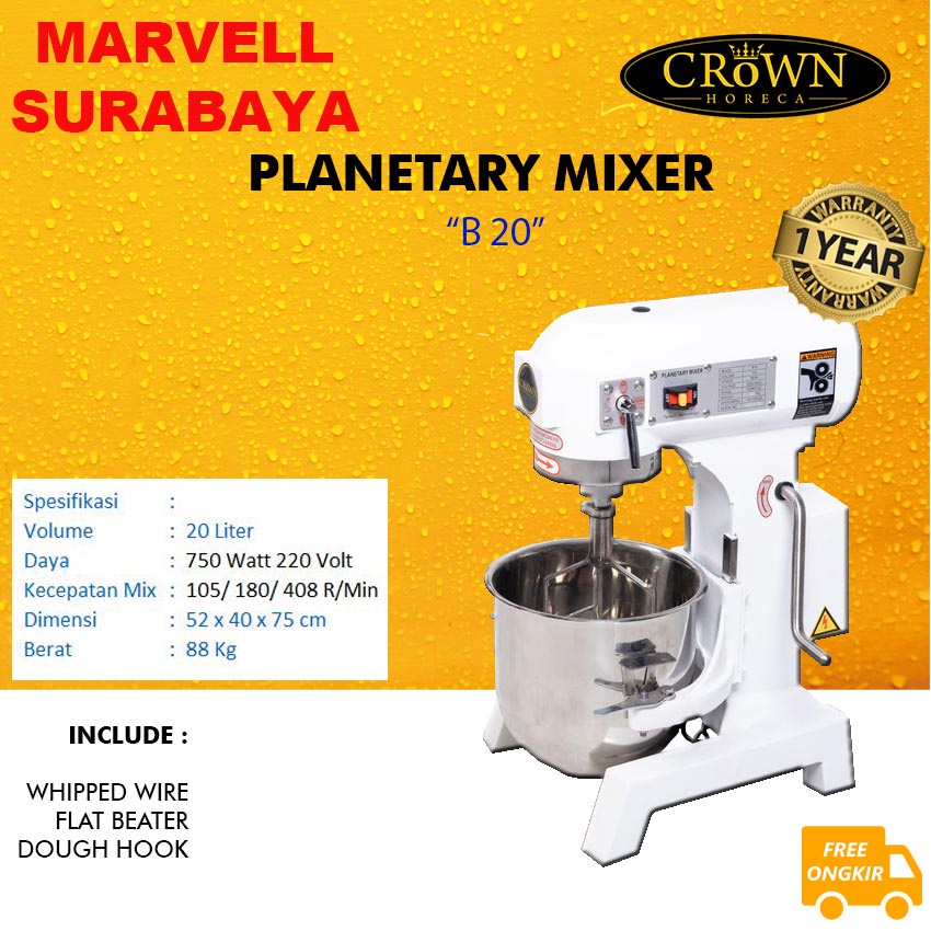 Jual B20 Mixer Planetary kue atau roti B-20 / B 20 / 20 Liter CROWN ...