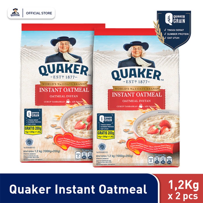 Jual Quaker Instant Oatmeal 1.2 Kg - Twin Pack (Harga Spesial) | Shopee ...