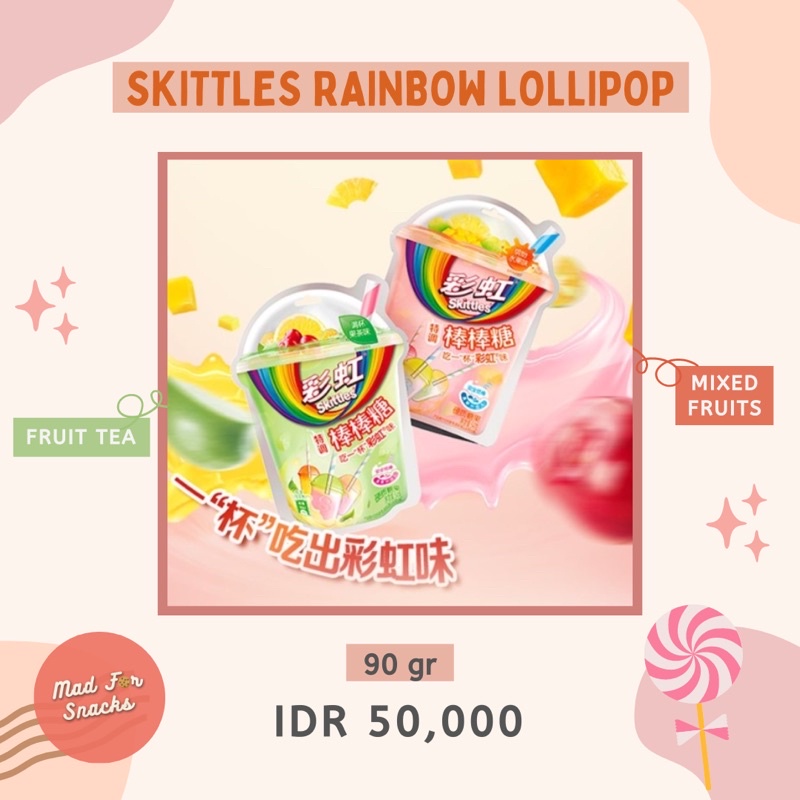 Jual Skittles Rainbow Lollipop (Mixed Fruits Melon, Sesalt Pineapple ...