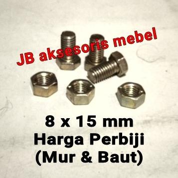 Jual ------] MUR BAUT KUNING 8x15 mm / MUR BAUT PLAT SIKU RAK BESI LUBANG 8 x 15 mm | Shopee ...