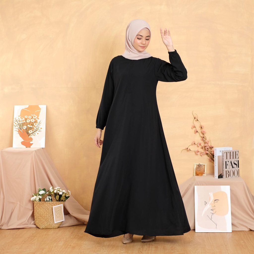 Jual Asmazis Basic Abaya Dress Gamis Daily Polos Syari Wanita Muslim Lengan Panjang Saku Kanan ...