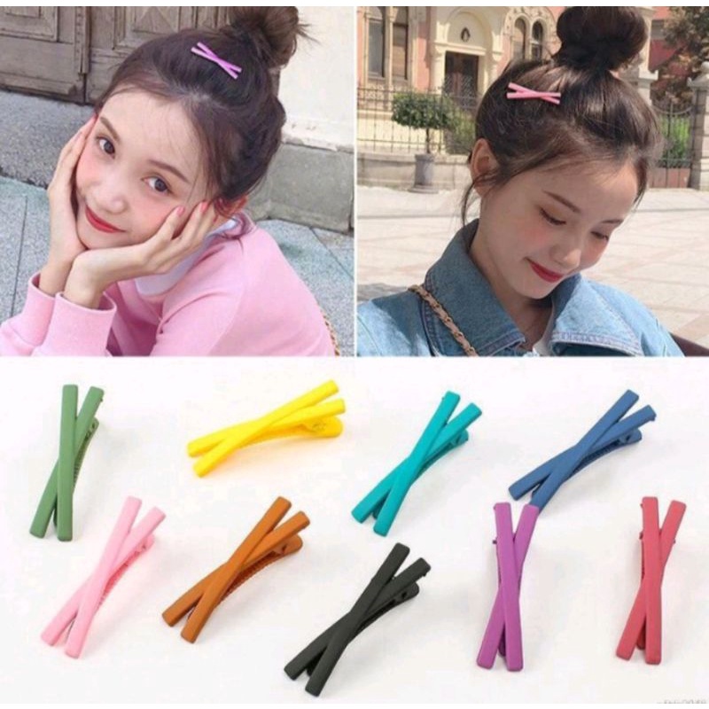 Jual Jepit Rambut Korea Matte Model Silang Bentuk X Jepitan Pony / Hair ...