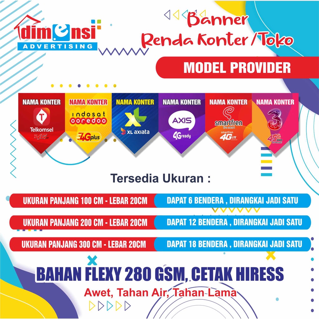 Jual Banner Renda Konter Segitiga / Flag Banner Murah / Spanduk Renda ...