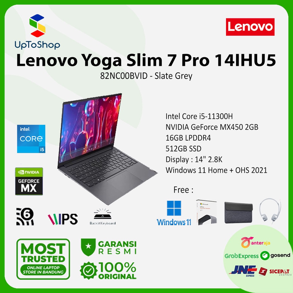 Jual Lenovo Yoga Slim 7 Pro BVID i5-11300H 16GB 512GB MX450 W11 OHS ...